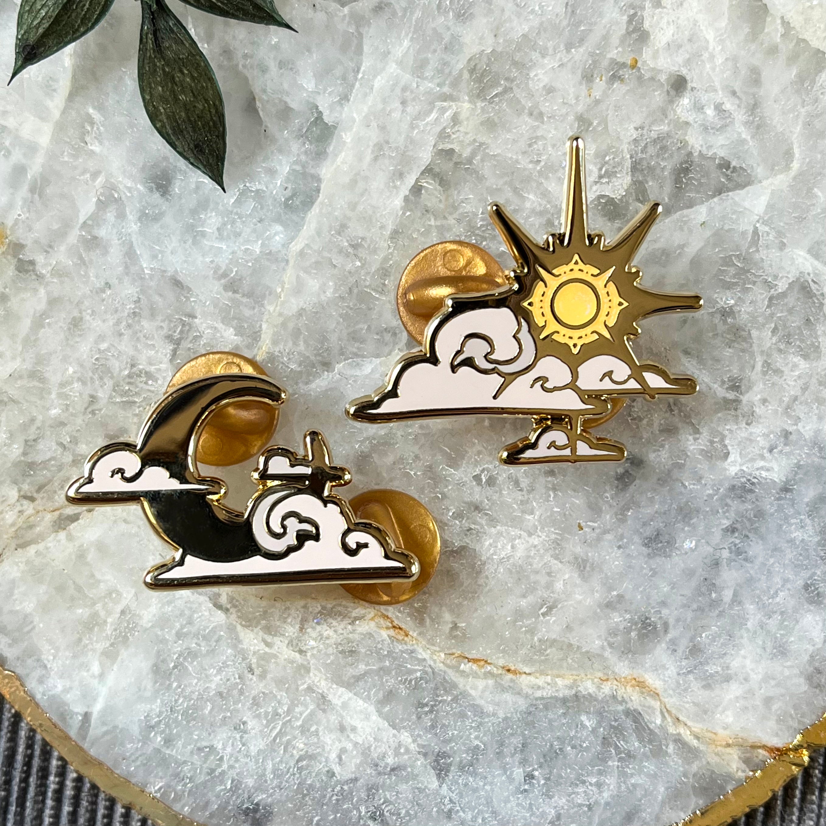 Mini Pins Sun & Moon | Enamel Pins – Auri Illustration & Comic